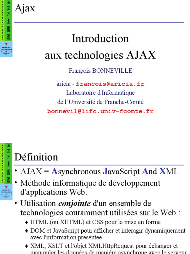 Ajax | PDF | Ajax (Programmation) | JavaScript Ajax | PDF | Ajax (Programmation) | JavaScript