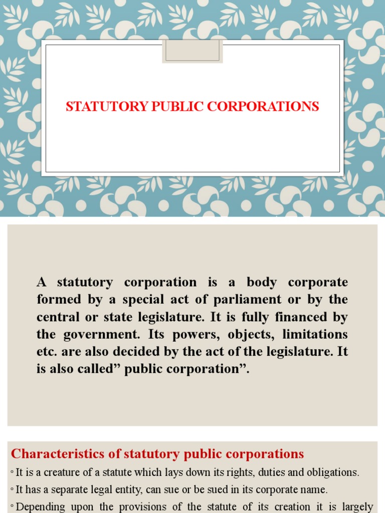 Statutory Public Corporations | PDF