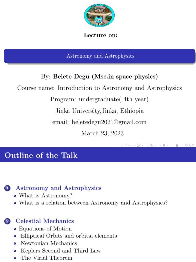 Astrophysics 1st and 2nd Lectures | PDF | Orbit | Astronomy