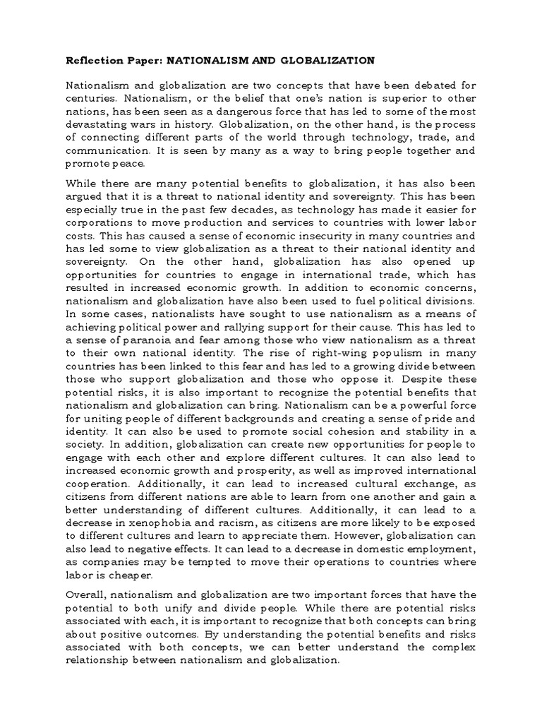 Nationalism vs. Globalization Debate | PDF | Globalization | Nationalism