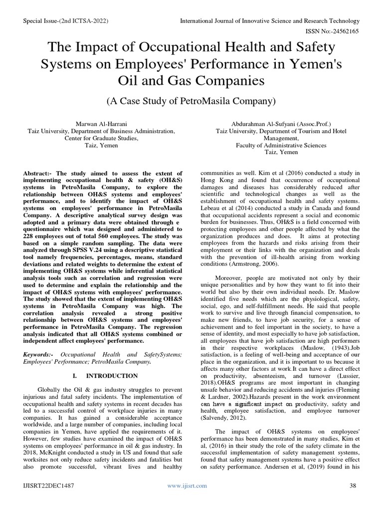 The Impact of Occupational Health and Safety Systems On Employees ...
