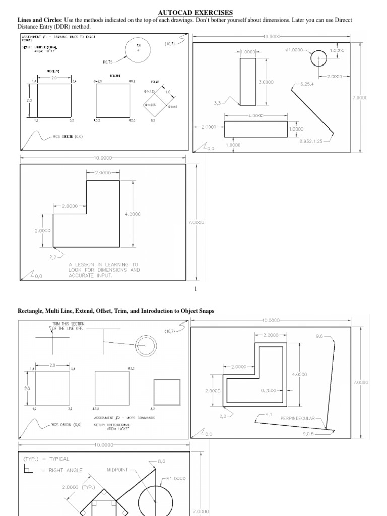 Autocad Exercises For 2D and 3D | PDF | Teaching Methods & Materials ...