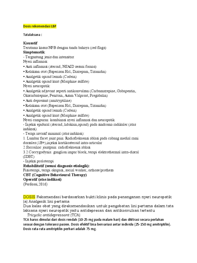 Dosis Rekomendasi LBP | PDF | Kesehatan Holistik