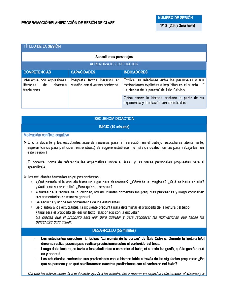COM1 U1-SESION1b | PDF | Salón de clases | Cuentos