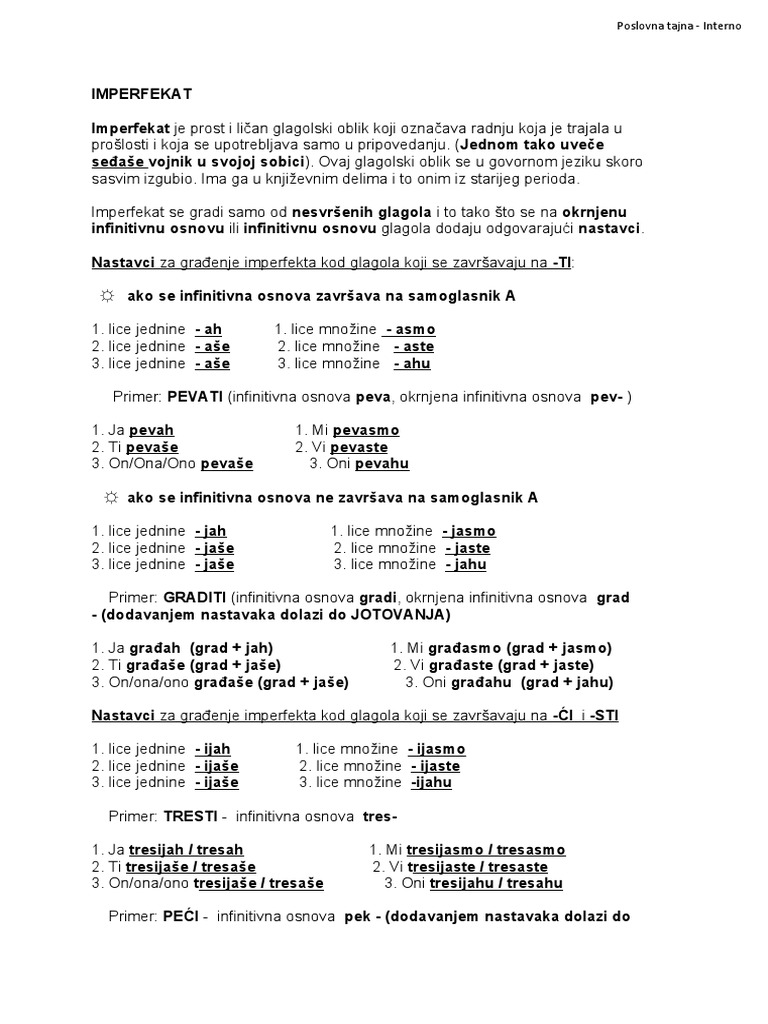 IMPERFEKAT 6. Razred | PDF