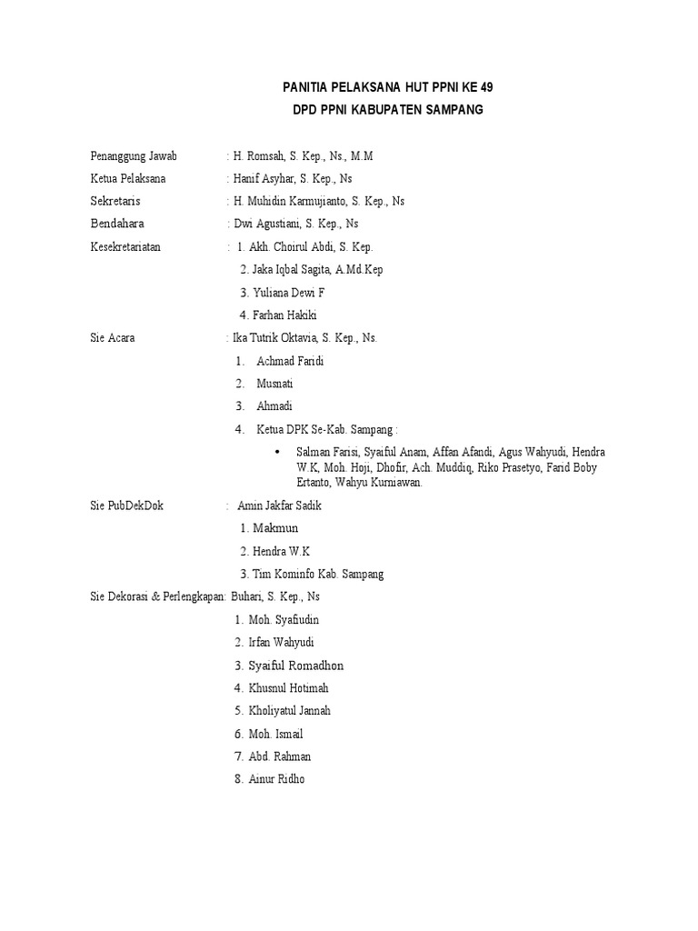 Susunan Panitia | PDF