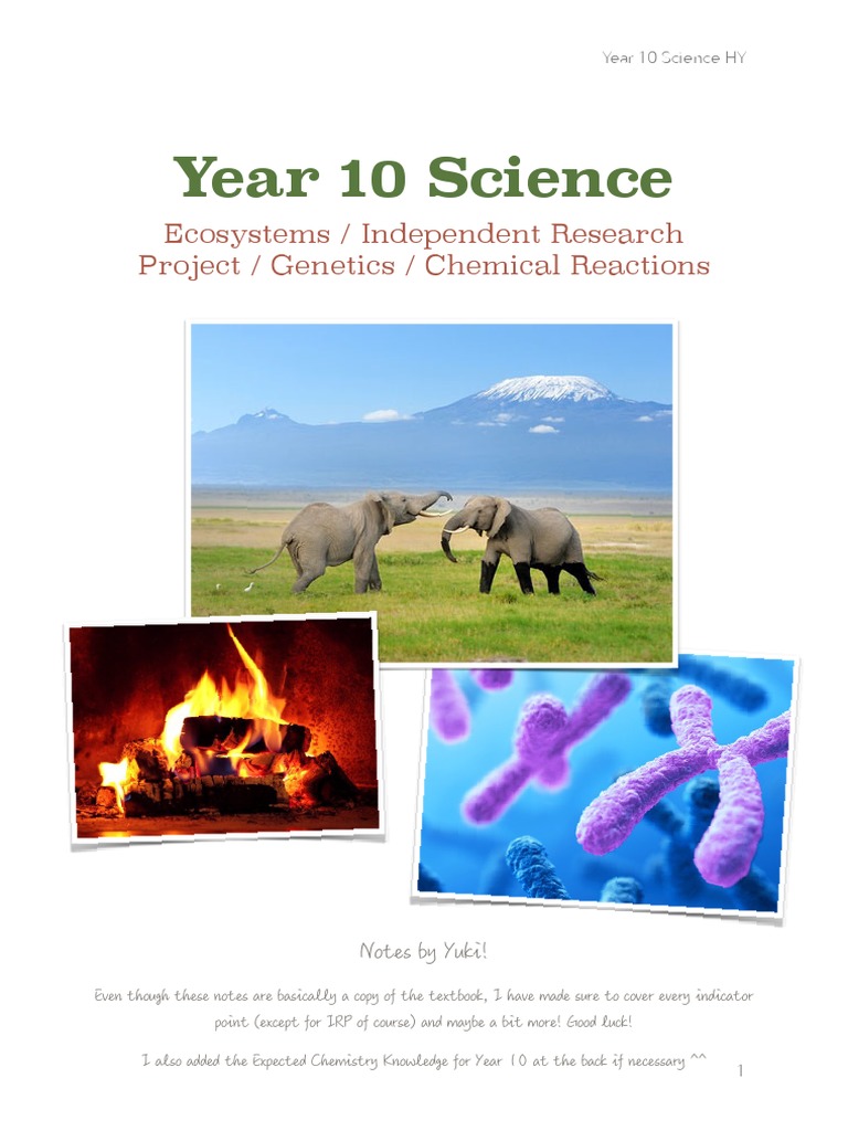 Year 10 Science Notes | PDF | Dominance (Genetics) | Meiosis