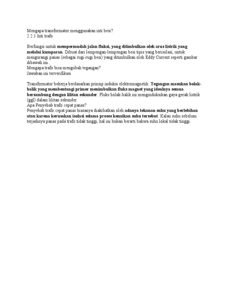Mengapa Transformator Menggunakan Inti Besi | PDF