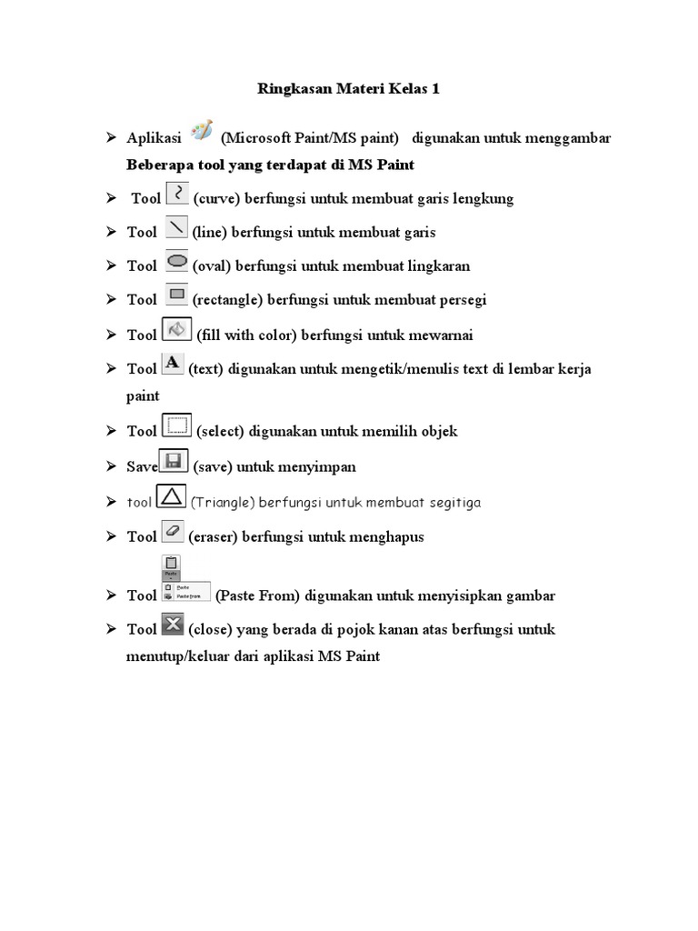 Materi Kelas 1 Paint | PDF | Komputer