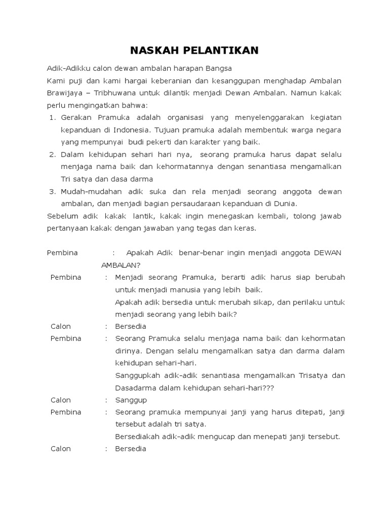 Naskah Pelantikan | PDF
