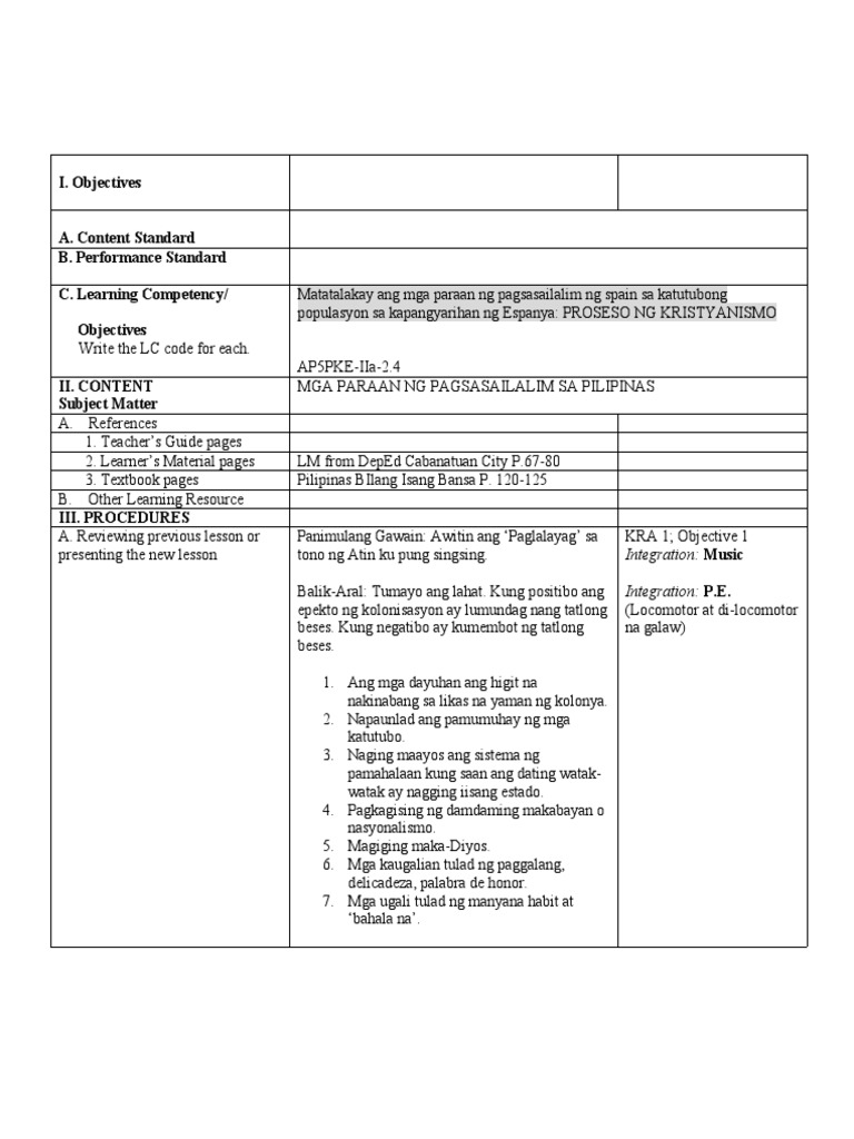 C.O. Ap Q2 Paraan NG Pagsasailalim Sa Espanyol | PDF