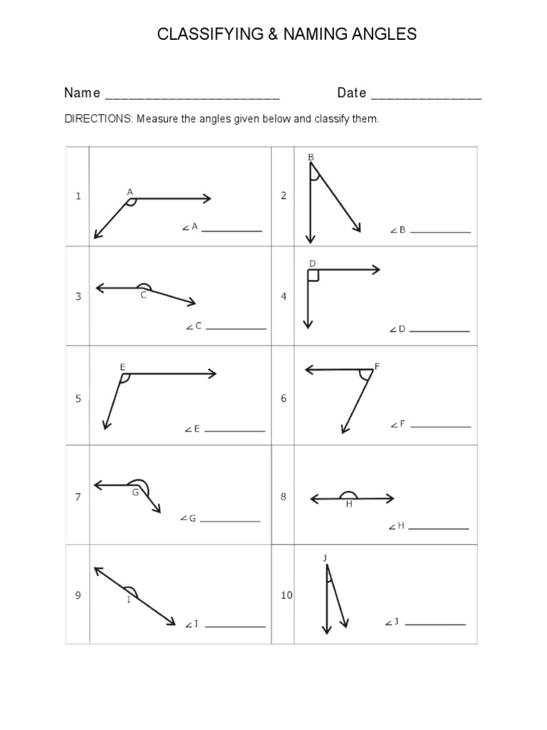 Angles Worksheet PDF | PDF
