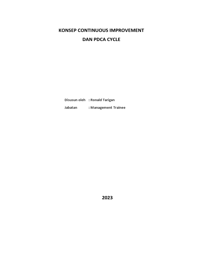Continuous Improvement Concept & PDCA | PDF