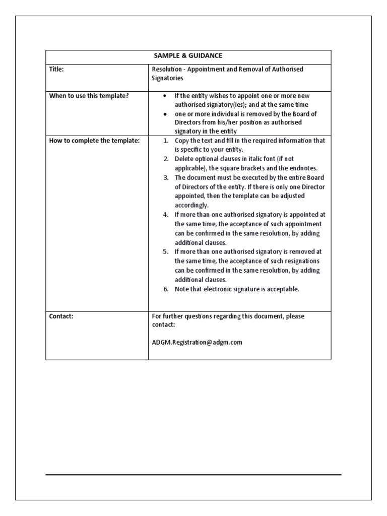 Board Resolution - Appointment and Removal of Authorised-Signatories | PDF