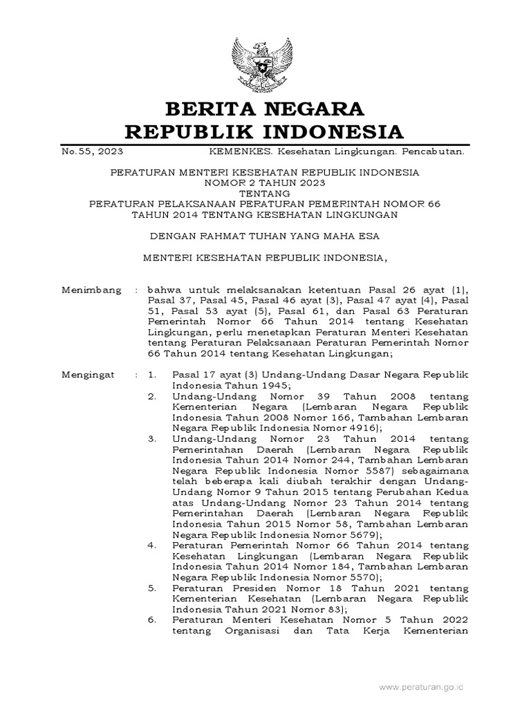 Permenkes Nomor 2 Tahun 2023 | PDF