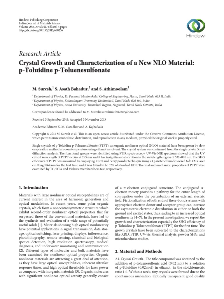 Crystal Growth and Characterization of A New NLO M PDF | PDF | Ultraviolet–Visible Spectroscopy ...
