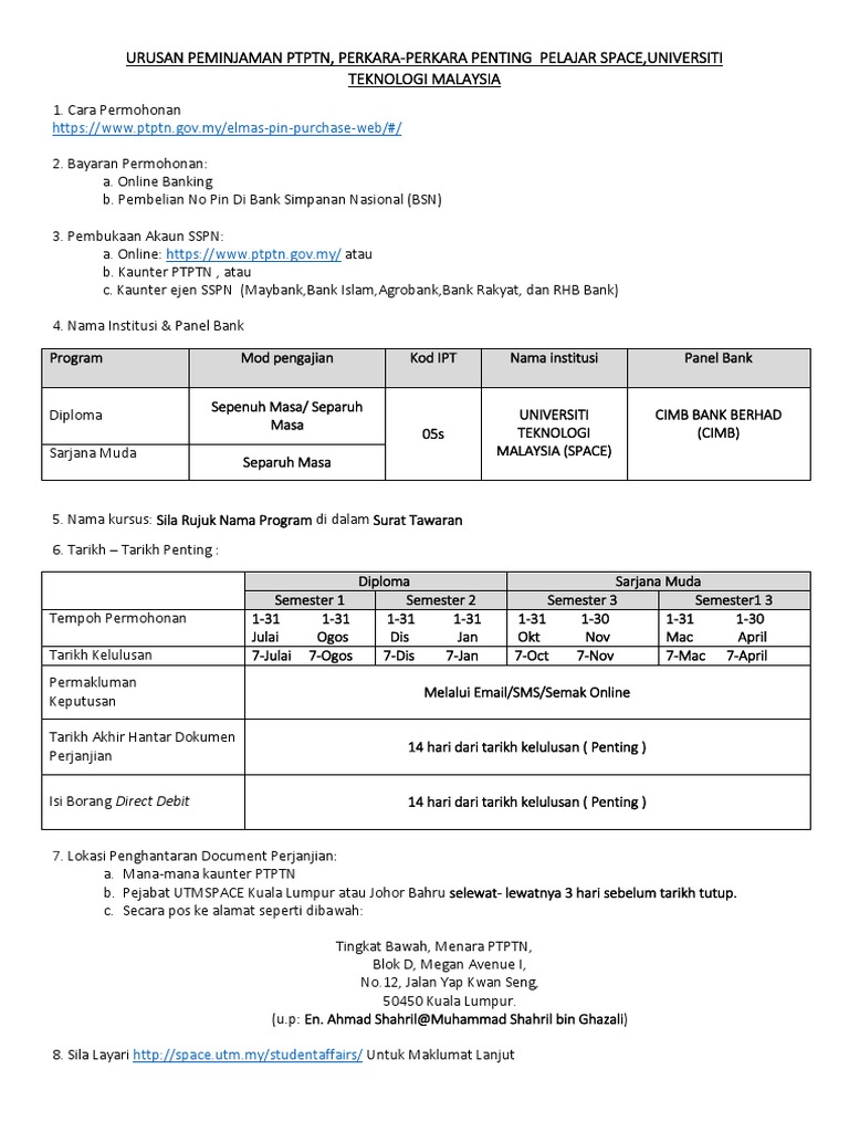 Maklumat Pembayaran PTPTN | PDF