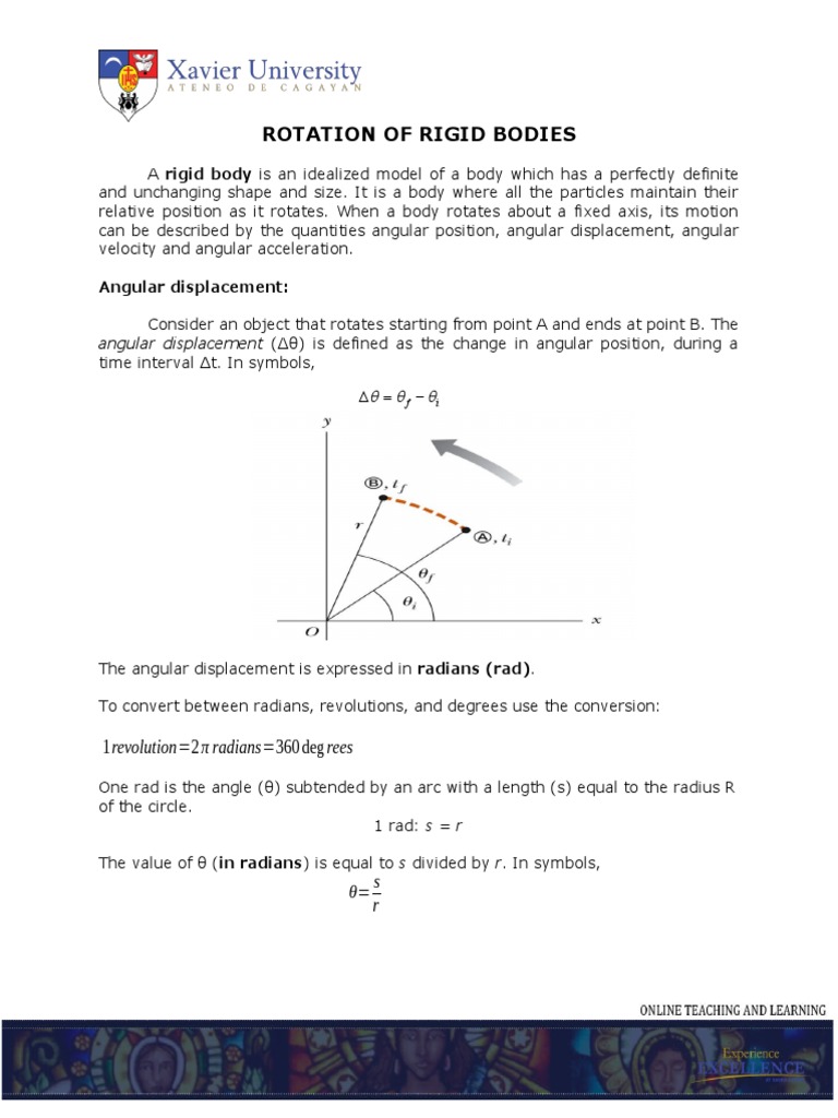 Rotational Motion | PDF | Rotation Around A Fixed Axis | Angle