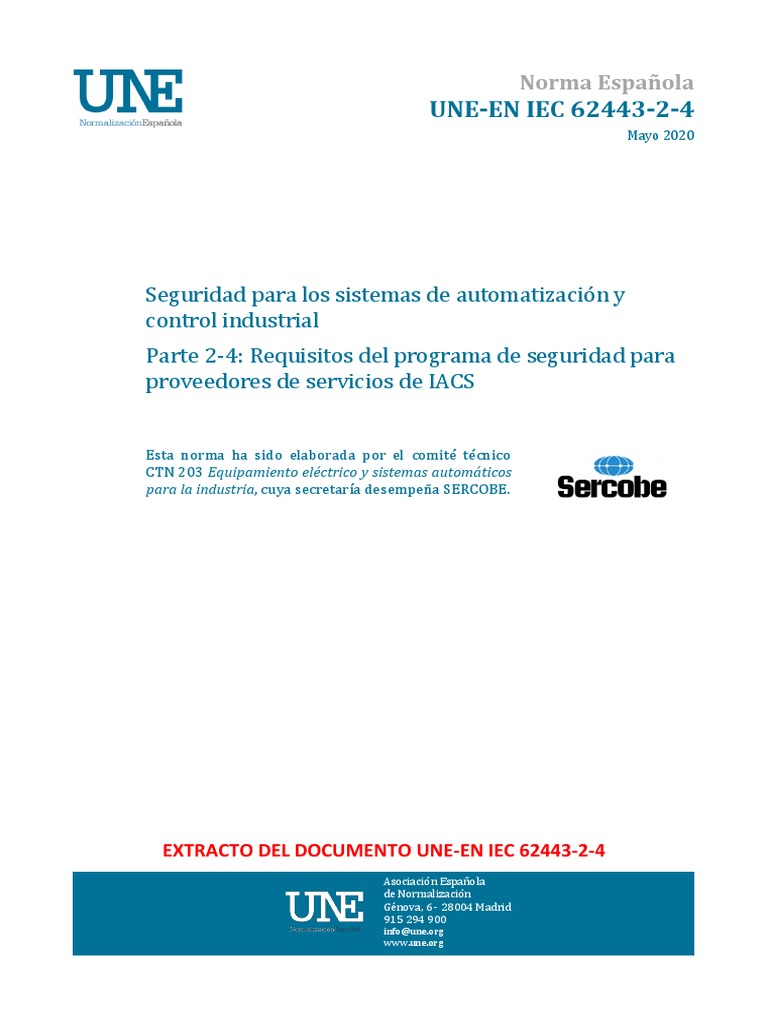 (Ex) Une en - Iec - 62443 2 4 2020 PDF | PDF | Automatización | Informática