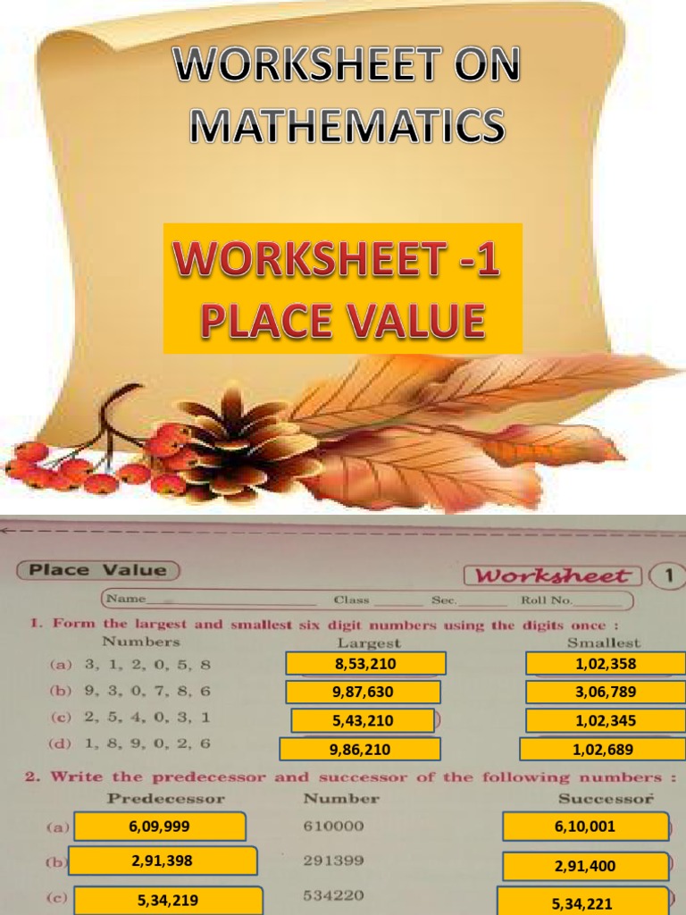 Worksheet - Place Value - Answer Key | PDF