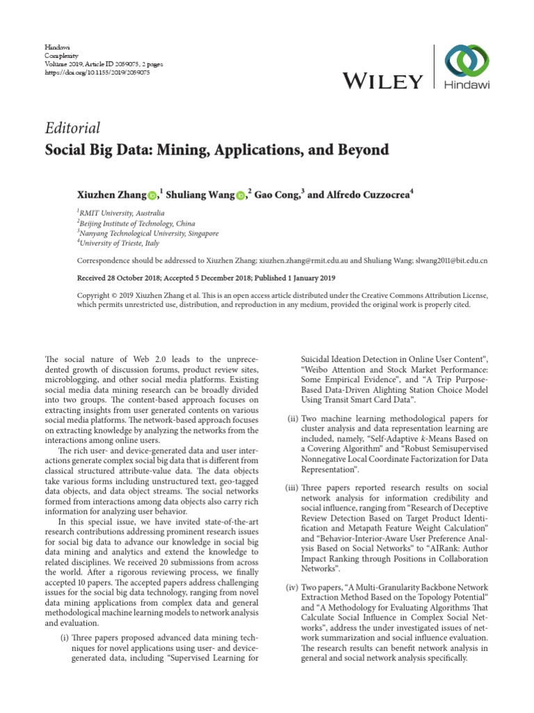 Social Big Data: Mining, Applications, and Beyond | PDF | Mathematical ... Social Big Data: Mining, Applications, and Beyond | PDF | Mathematical ...