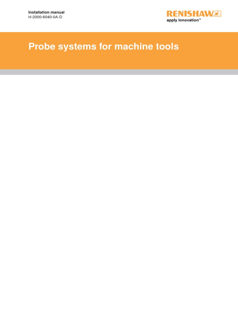 Probe Systems For Machine Tools: Installation Manual | PDF | Software | Trademark