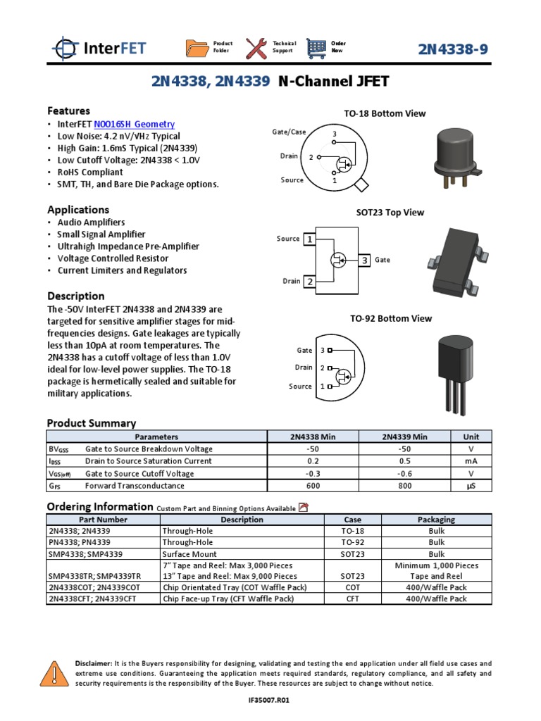 Jfet 2n4338 2n4339 Interfet | Download Free PDF | Field Effect ...