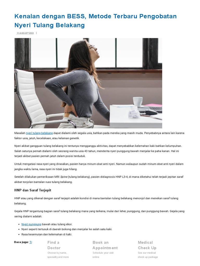Mayapada Hospital - Kenalan Dengan BESS, Metode Terbaru Pengobatan Nyeri Tulang Belakang | PDF
