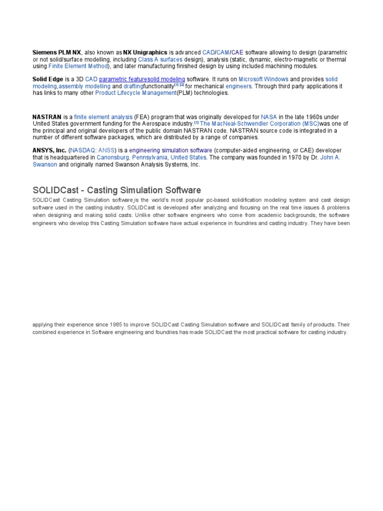 Solidcast - Casting Simulation Software: Siemens PLM NX, Also Known As ...