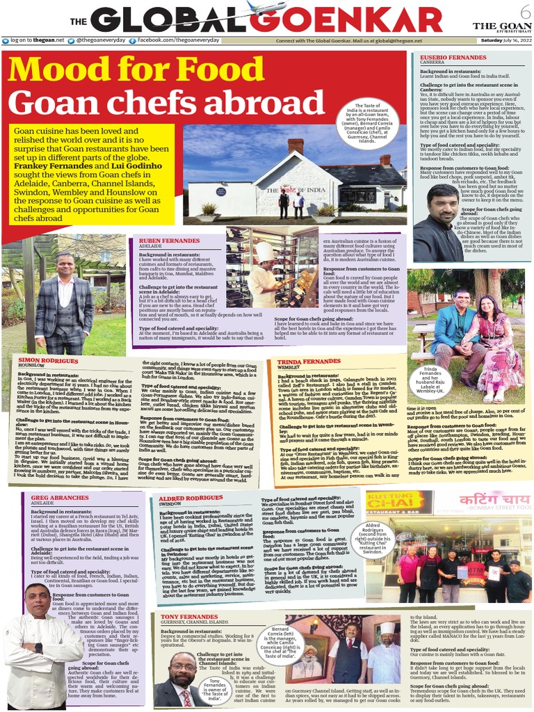 The Global Goenkar-160722 | PDF | Restaurants | Cuisine