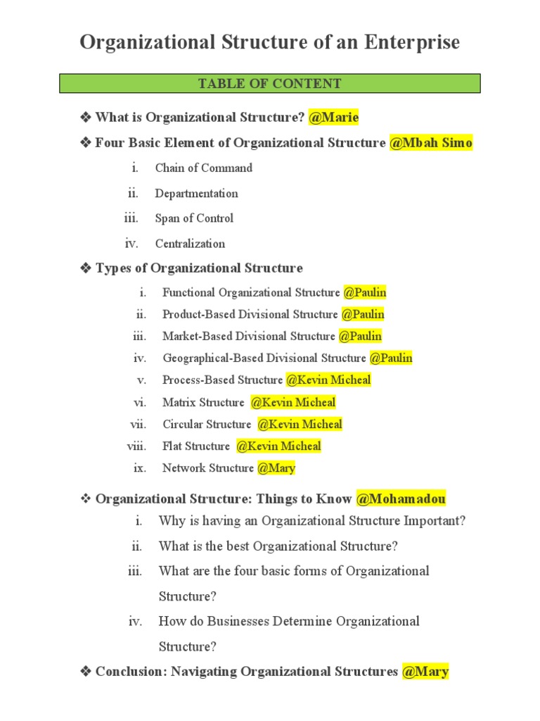 Organizational Structure of An Enterprise-G11 | PDF | Organizational ...