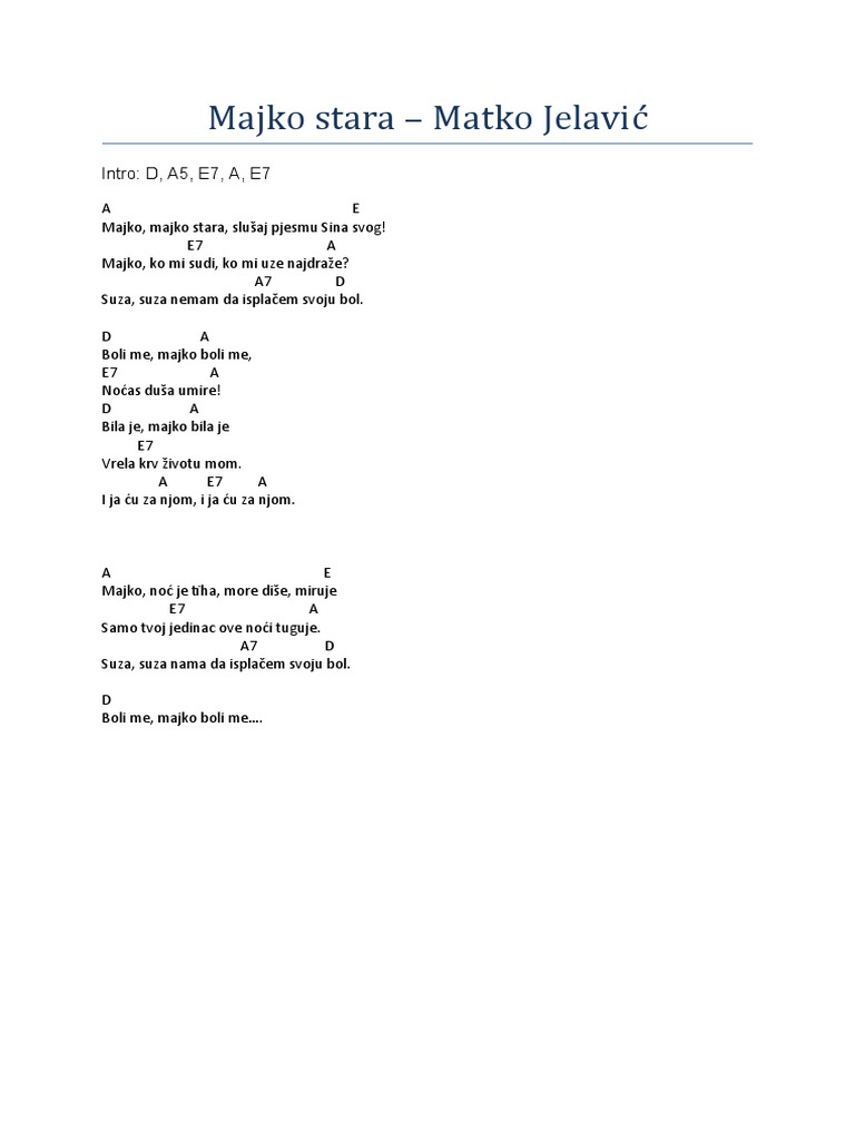 Majko Stara - Matko Jelavić | PDF