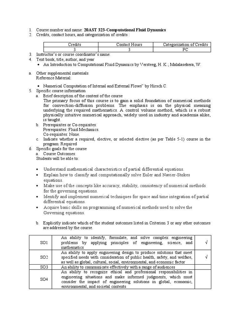 CFD Syllabus For 6th Sem | PDF | Computational Fluid Dynamics | Fluid Dynamics