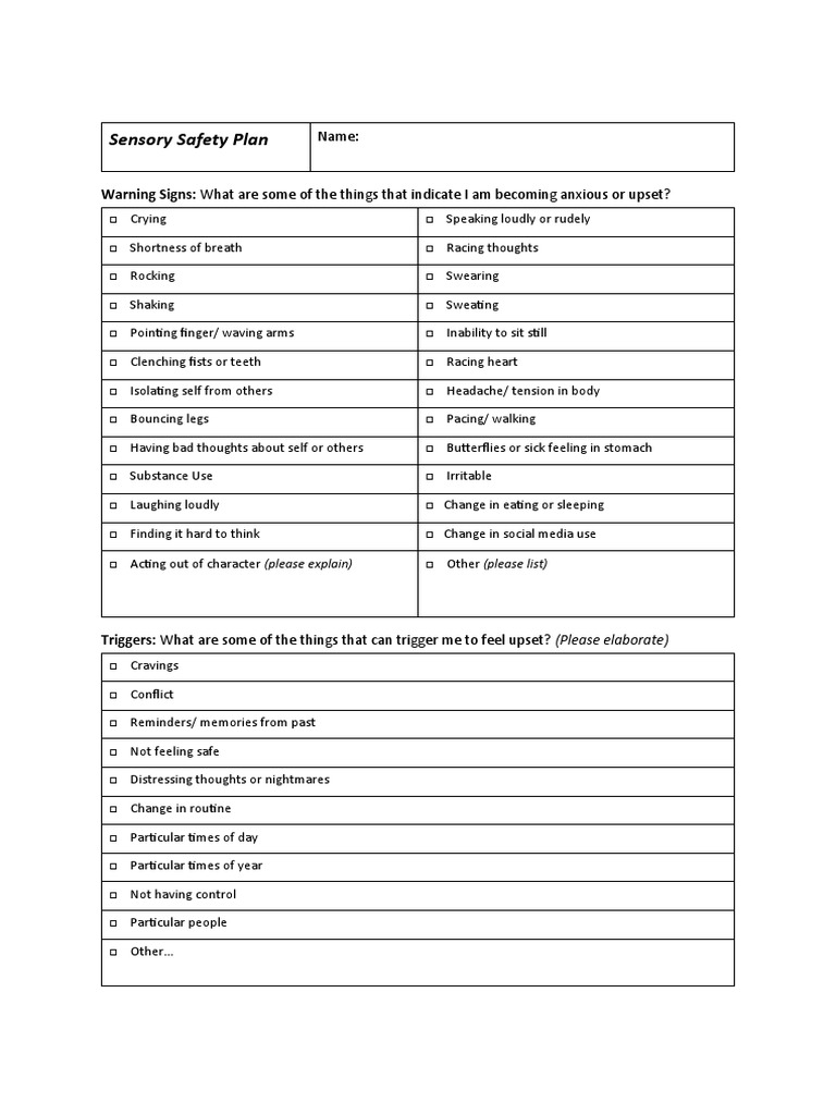 Sensory Safety Plan | PDF | Odor | Noise
