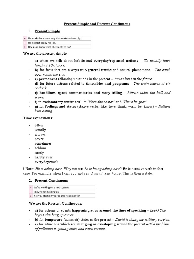 Present Simple vs. Present Continuous Guide | PDF | Verb | Cognition