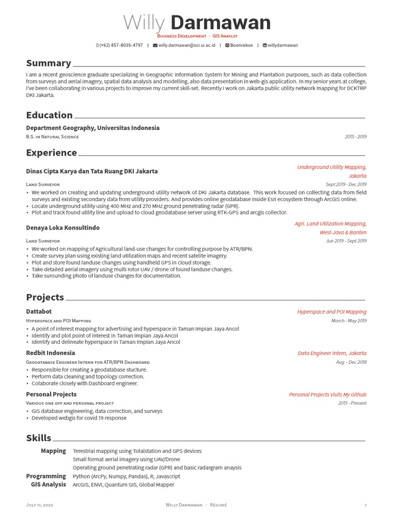 CV Willy PDF | PDF | Geographic Information System | Arc Gis