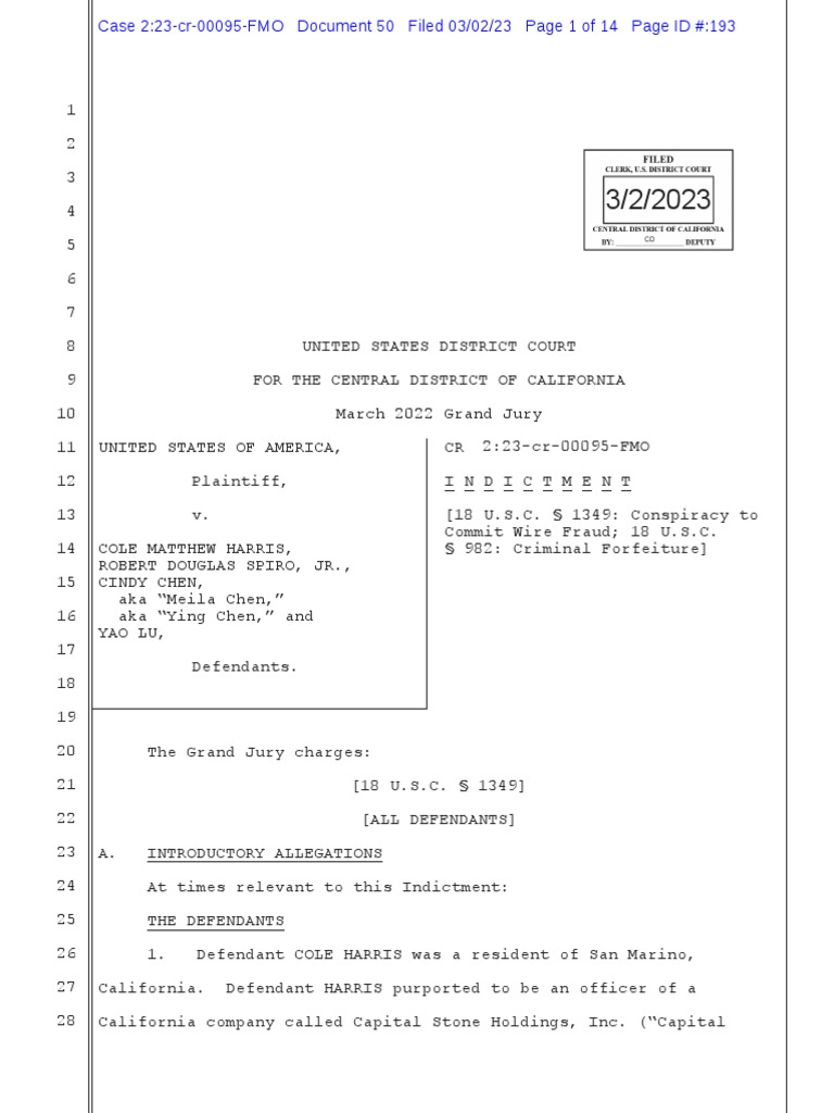Cole Harris Indictment | Download Free PDF | Common Law | Justice