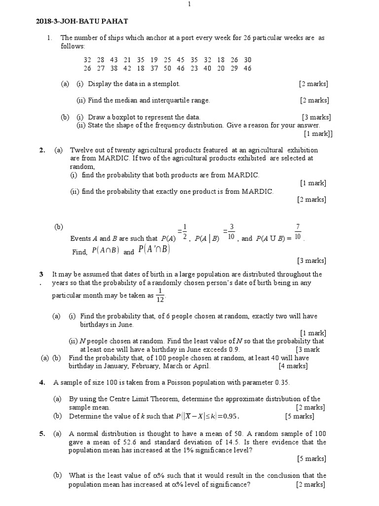 2018-3-Joh-Batu Pahat | PDF | Mean | Scientific Method