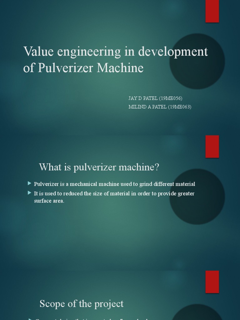Value Engineering for Pulverizer Machine | PDF | Computers | Technology ...