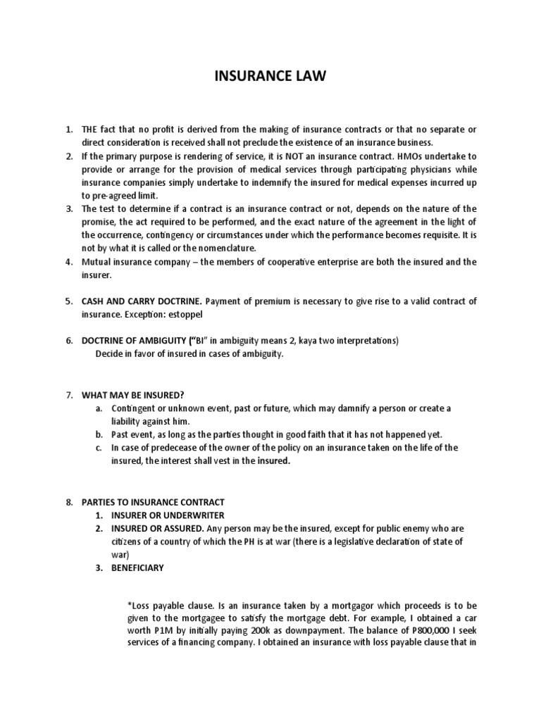 Insurance Notes - Tambasacan | PDF | Insurance | Tort
