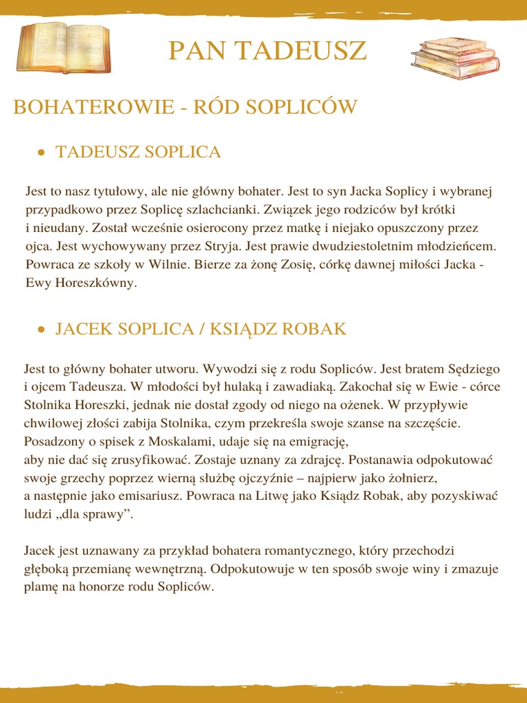 Pan Tadeusz - Bohaterowie | PDF