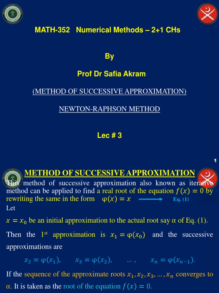 Lec #3 (Successive App & Newton Raphson) PDF | PDF | Numerical Analysis | Mathematical Analysis