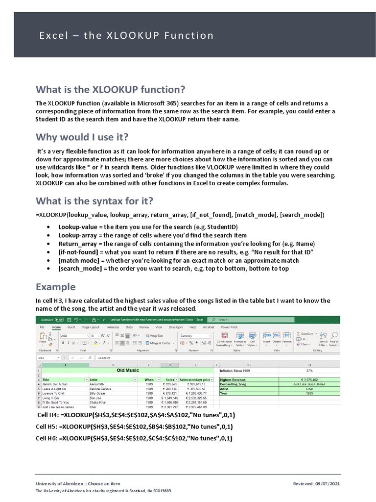 An In-Depth Guide to the Powerful New XLOOKUP Function in Excel | PDF | Microsoft Excel ...