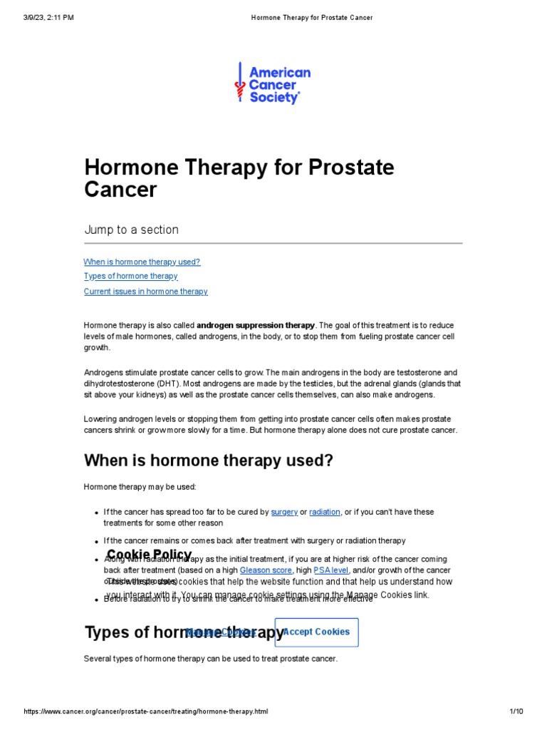 Hormone Therapy For Prostate Cancer | PDF | Androgen | Prostate Cancer