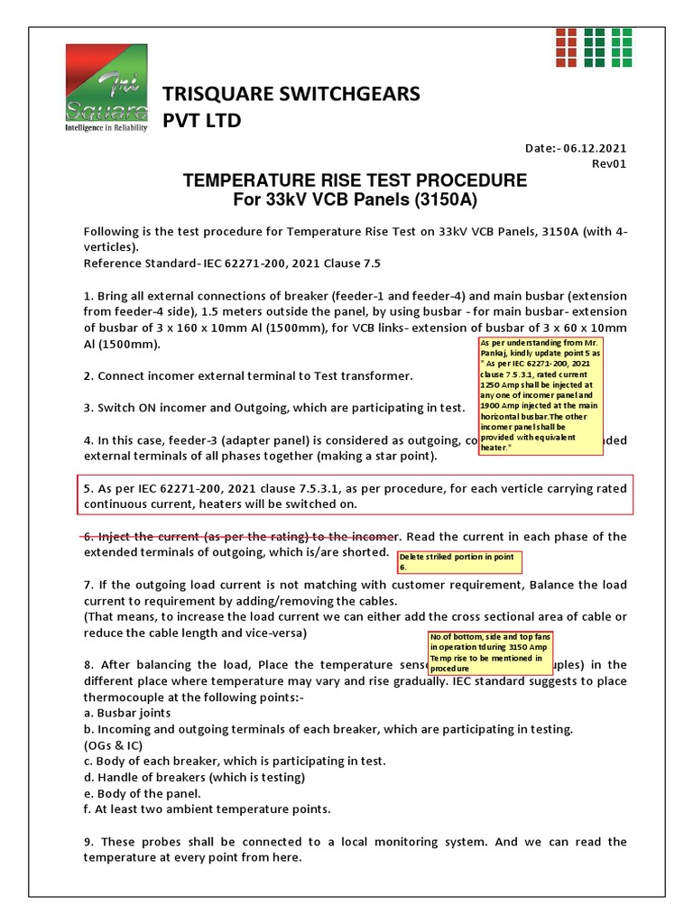 Temperature Rise Test Procedure - Rev-01 | PDF | Thermocouple ...