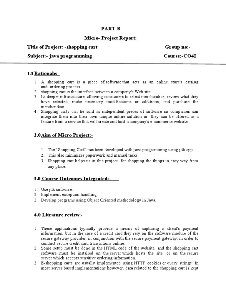 Java Shopping Cart Micro Project | PDF | Online Shopping | Information ...