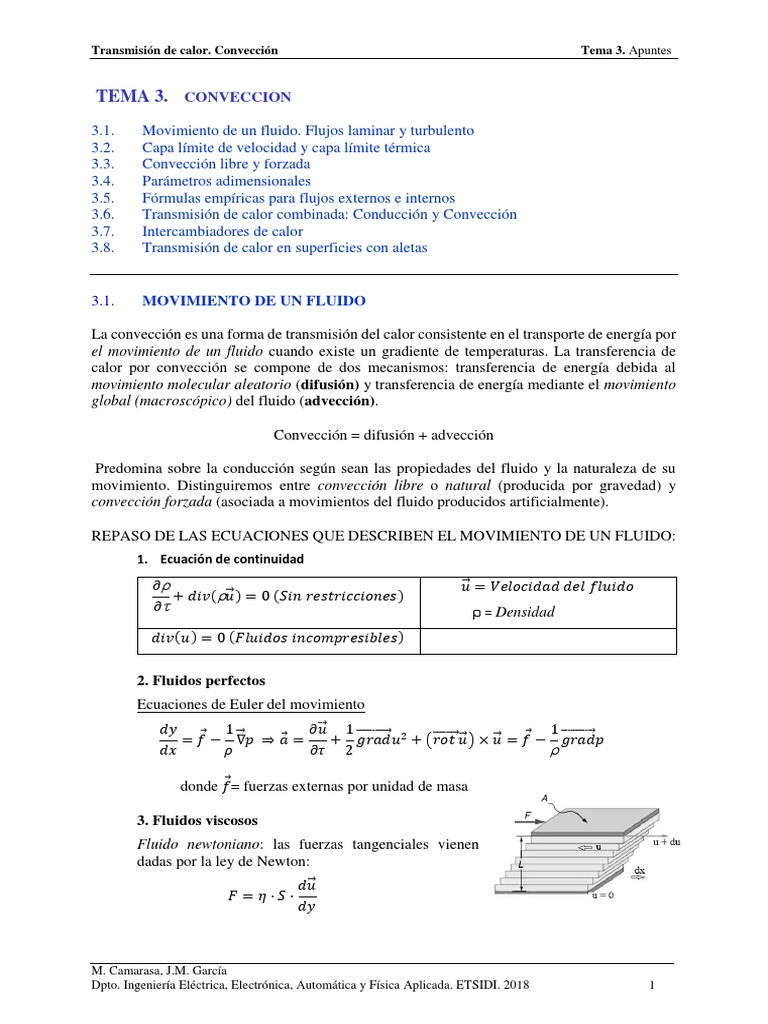 Tema3 Conveccion Transmisión Del Calor | PDF | Capa límite | Convección
