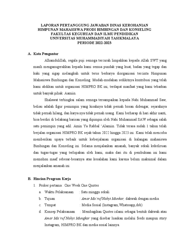LPJ Divisi Kerohanian 2022-2023 | PDF