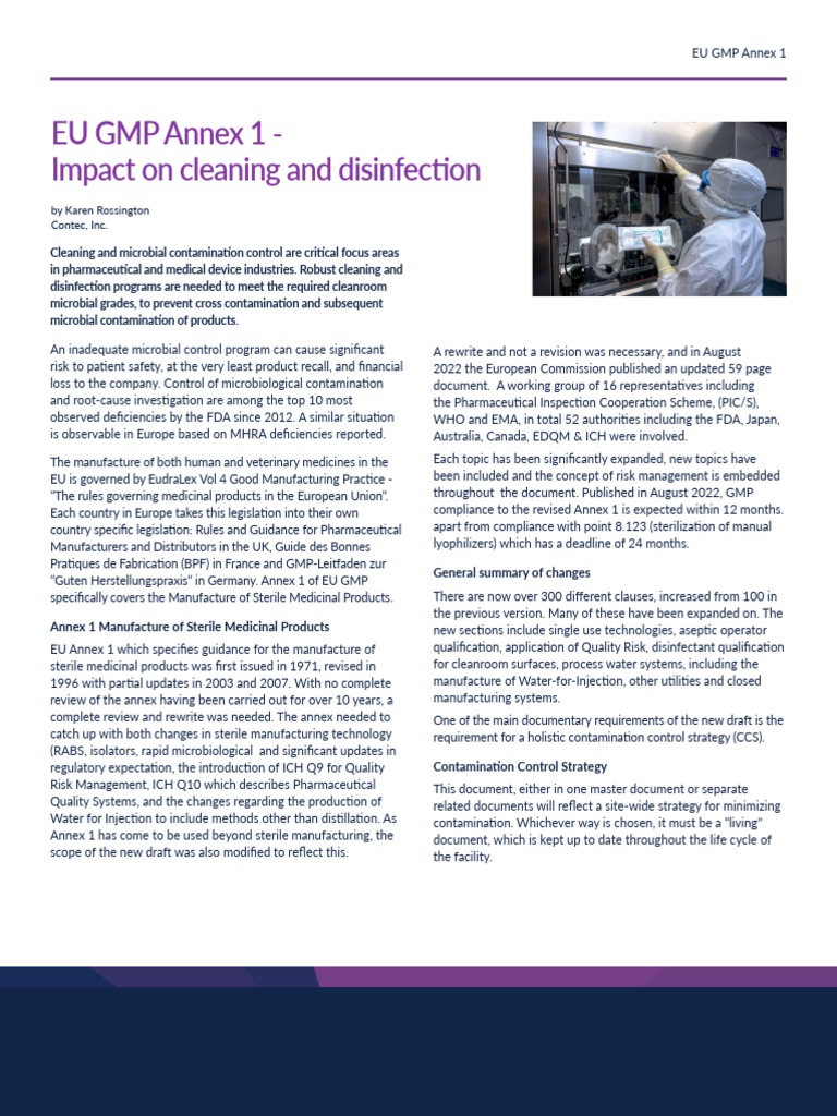 Cleaning Sanitisation Disinfection Annex1 Pdf Pdf Disinfectant