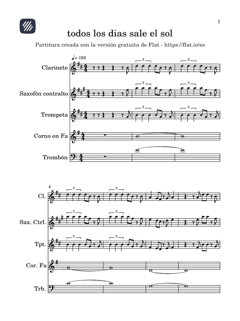Todos Los Dias Sale El Sol PDF | PDF | Trombón | Producción musical